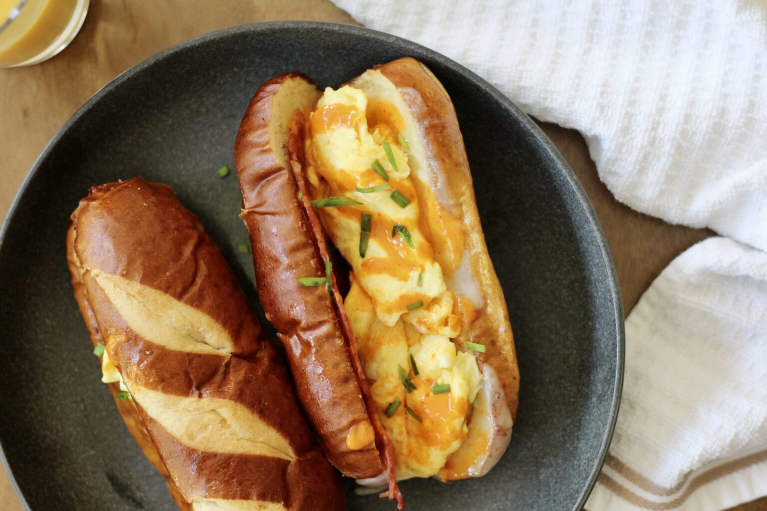 Easy Pretzel Bun Breakfast Sandwich Recipe • Cooking with Kim