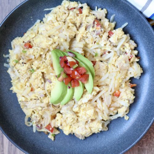 Easy Chicken and Eggs Breakfast Scramble Recipe • Cooking with Kim