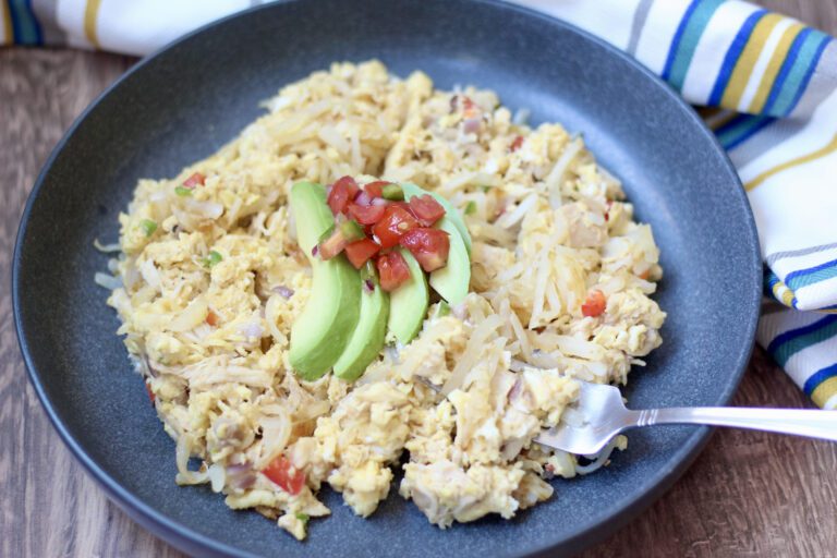 Easy Chicken and Eggs Breakfast Scramble Recipe • Cooking with Kim