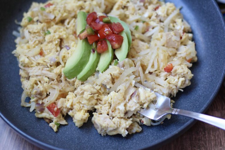 Easy Chicken and Eggs Breakfast Scramble Recipe • Cooking with Kim